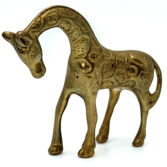 Accents | Vintage Mcm Solid Brass Giraffe Animal Figurine Paperweight ...